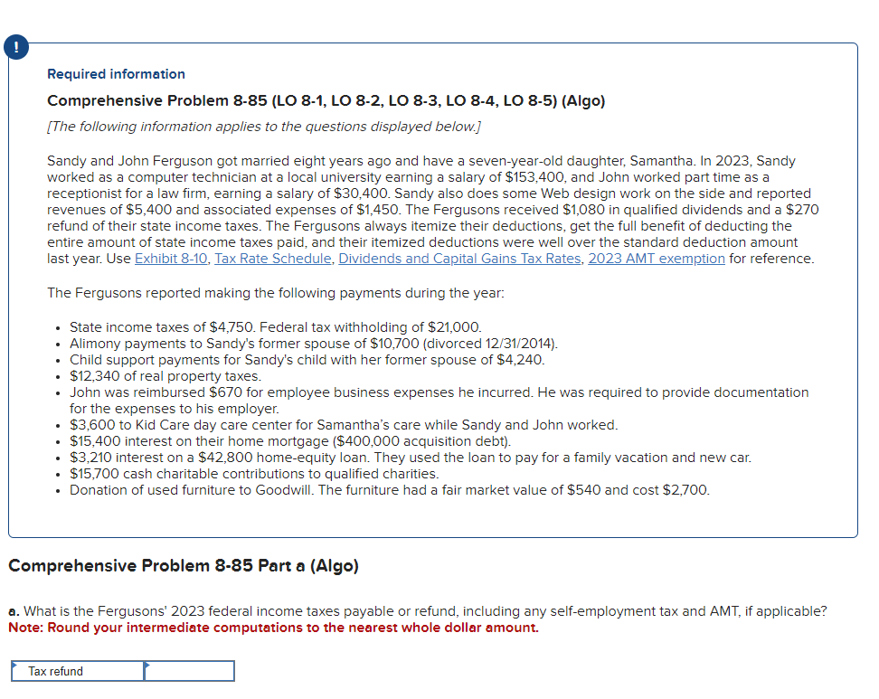 Solved Required information Comprehensive Problem 8-85 (LO | Chegg.com