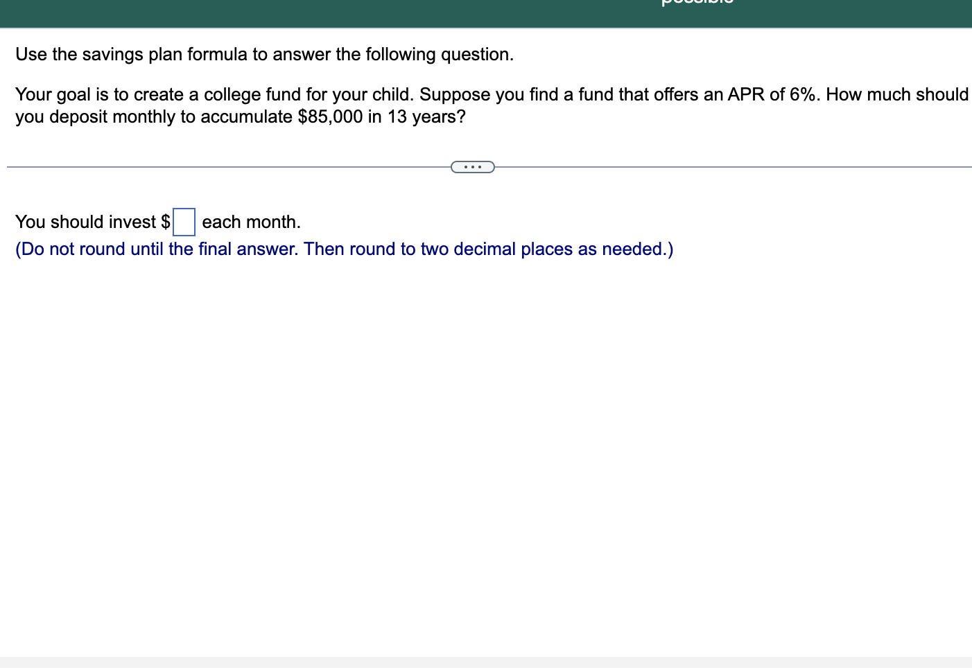 Solved Use the savings plan formula to answer the following | Chegg.com