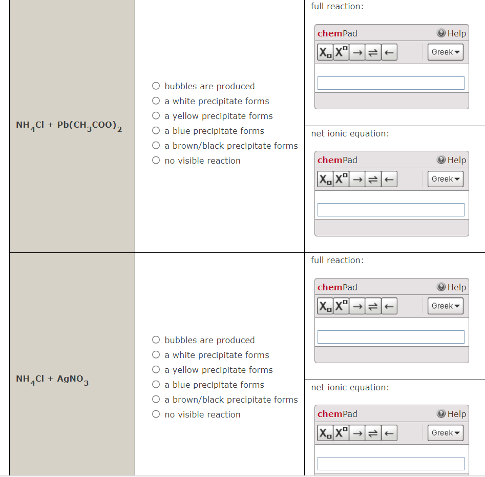 Solved \begin{tabular}{|c|c|c|c|} \hline & & full reaction: | Chegg.com