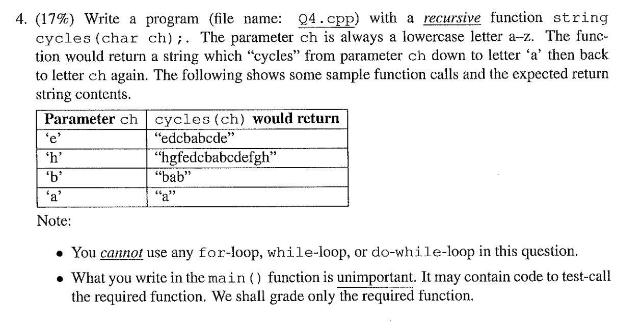 Solved 17 Write A Program File Name Q4cpp With A 