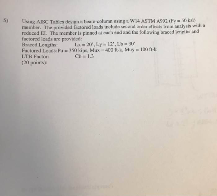 Solved Using AISC Tables design a beam-column using a W14 | Chegg.com