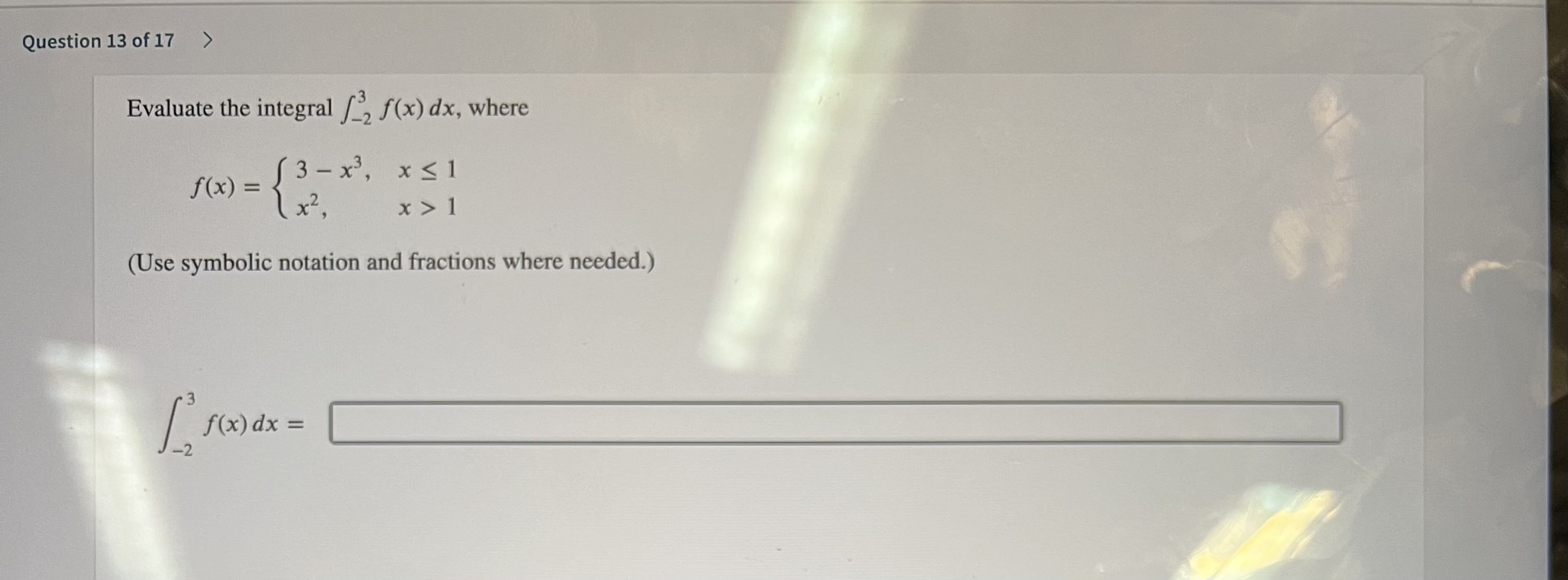 Solved Evaluate the integral ∫−23f(x)dx, where | Chegg.com