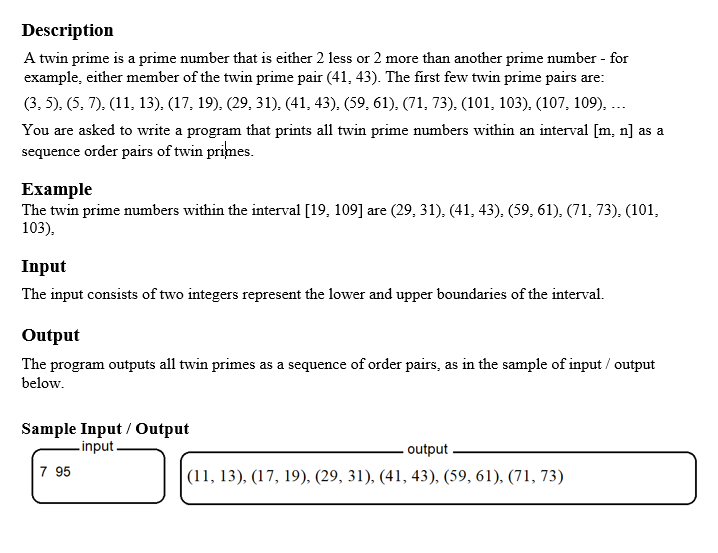 Solved Description A twin prime is a prime number that is | Chegg.com