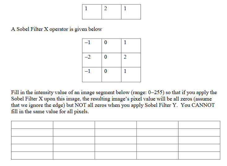 Solved [4] [10pts] A Sobel Filter Y operator is given belowA | Chegg.com
