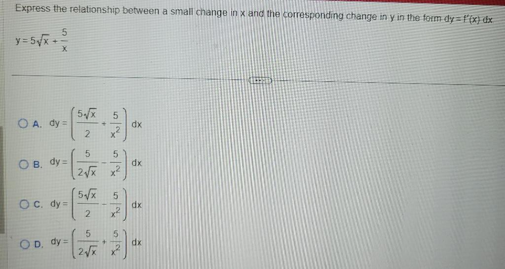 Solved Express the relationship between a small change in x | Chegg.com