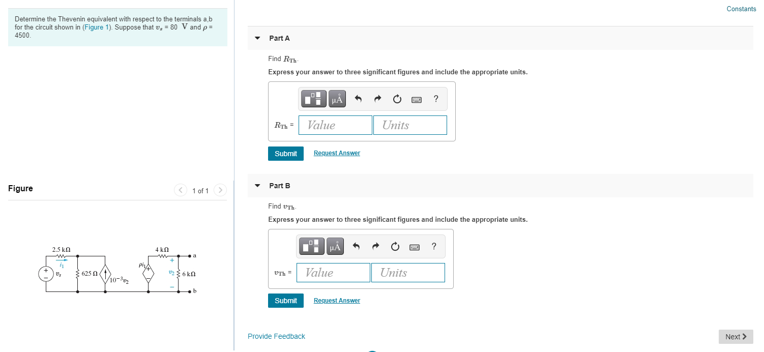 Solved Constants Determine the Thevenin equivalent with | Chegg.com