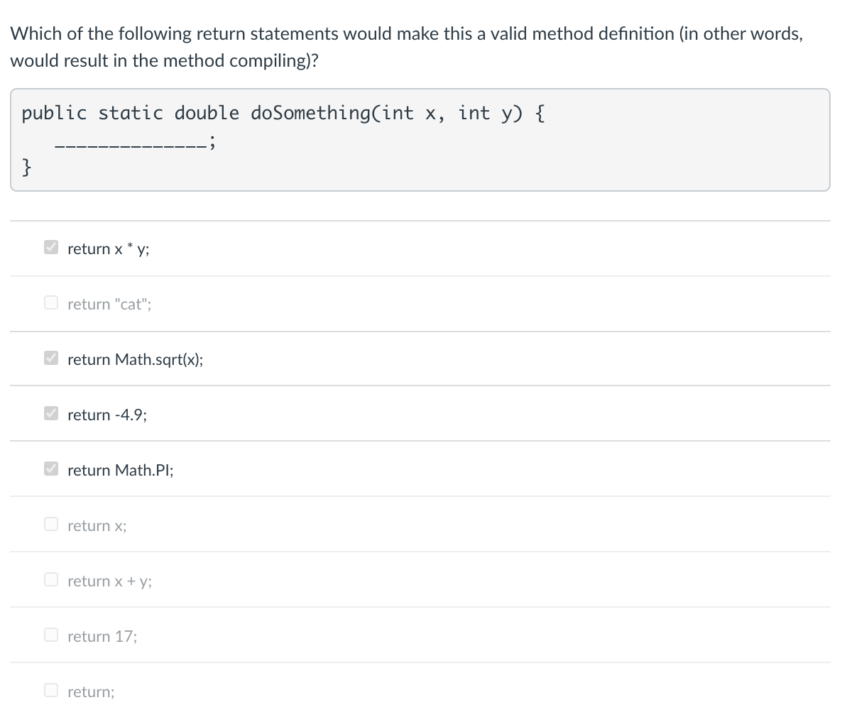 Solved Having the isNegative method as below, which of the | Chegg.com