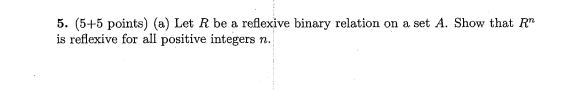 Solved 5. (5+5 points) (a) Let R be a reflexive binary | Chegg.com