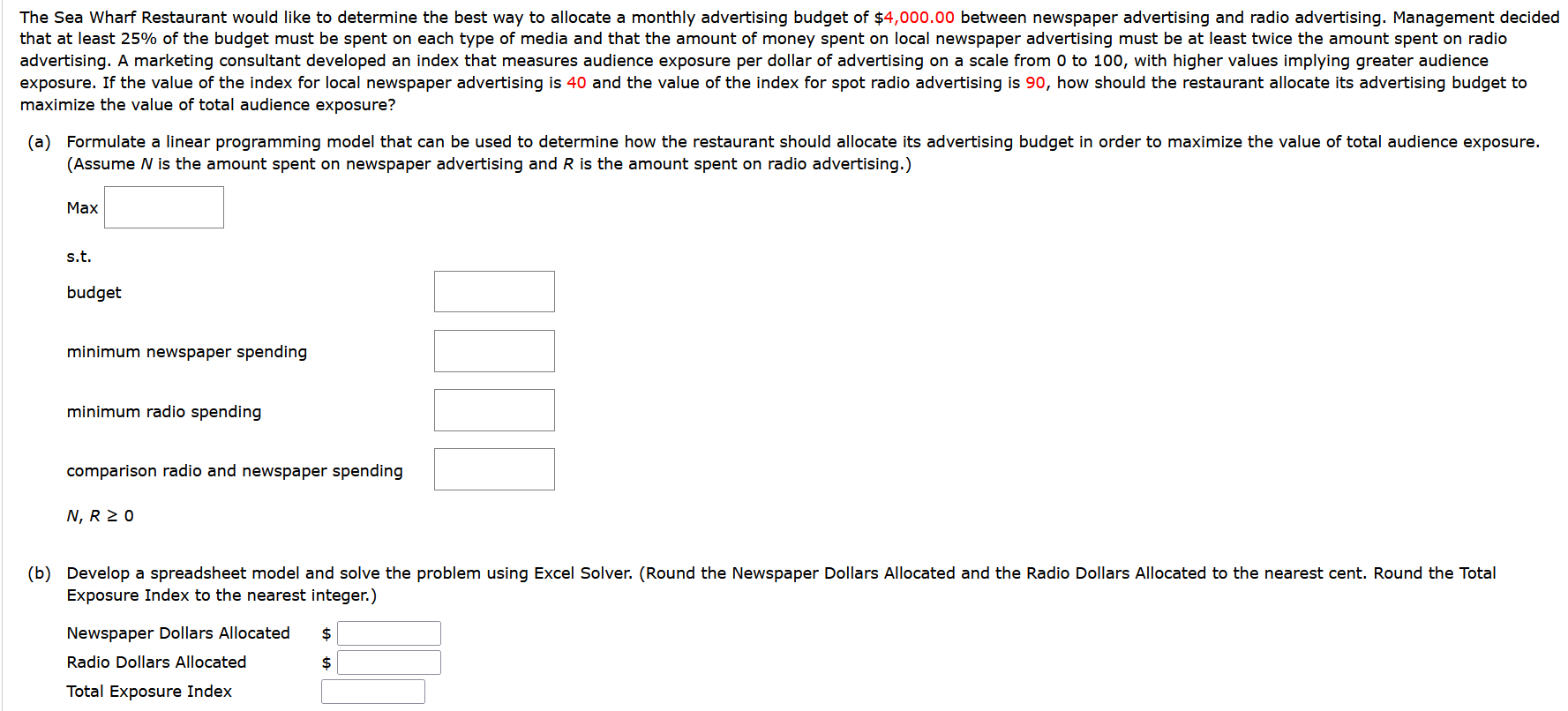 Solved maximize the value of total audience exposure? | Chegg.com