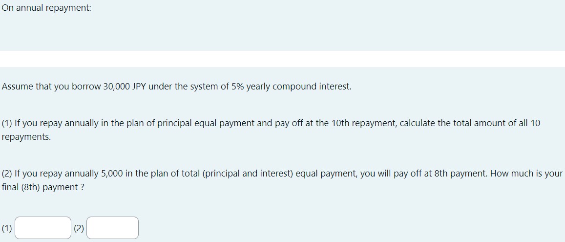 Solved On annual repayment: Assume that you borrow 30,000 | Chegg.com