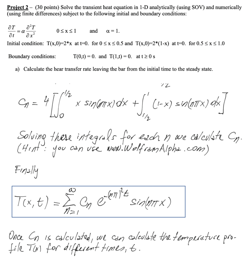 Solved Project 2 – (30 points) Solve the transient heat | Chegg.com