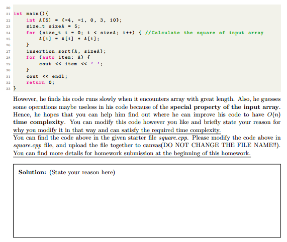 Solved 3.2 Squares of a Sorted Array (10 points) Roihn is | Chegg.com