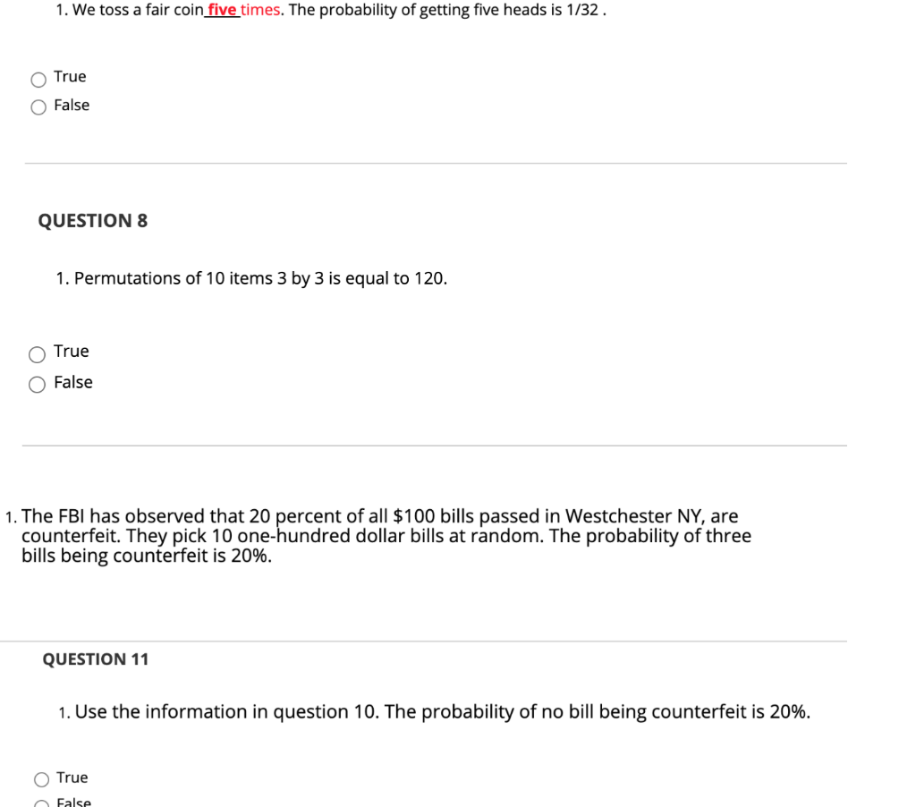 Solved 1. We toss a fair coin five times. The probability of | Chegg.com