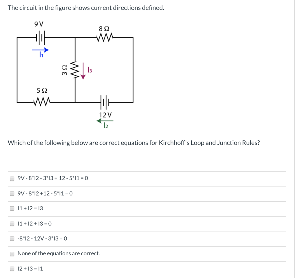 Solved The circuit in the figure shows current directions | Chegg.com
