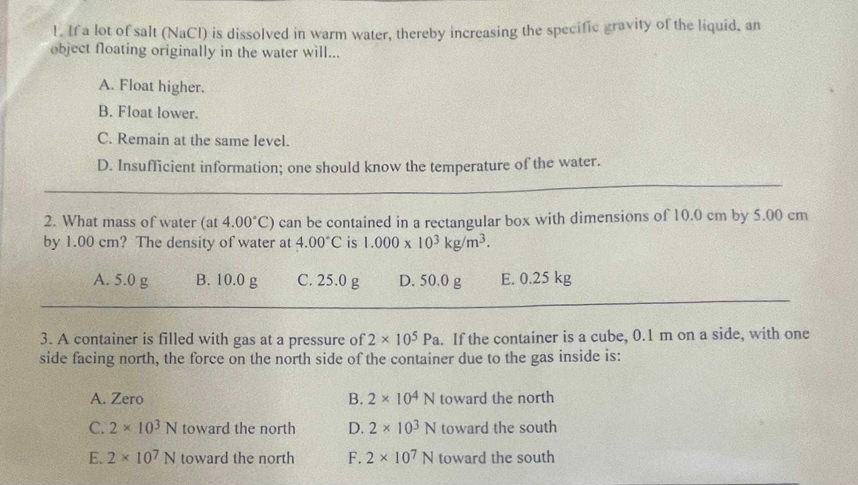 Solved 1. If a lot of salt (NaCl) is dissolved in warm | Chegg.com