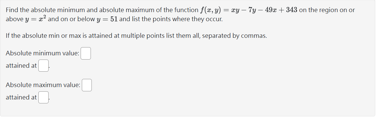 Solved Find the absolute ﻿minimum and absolute ﻿maximum of | Chegg.com