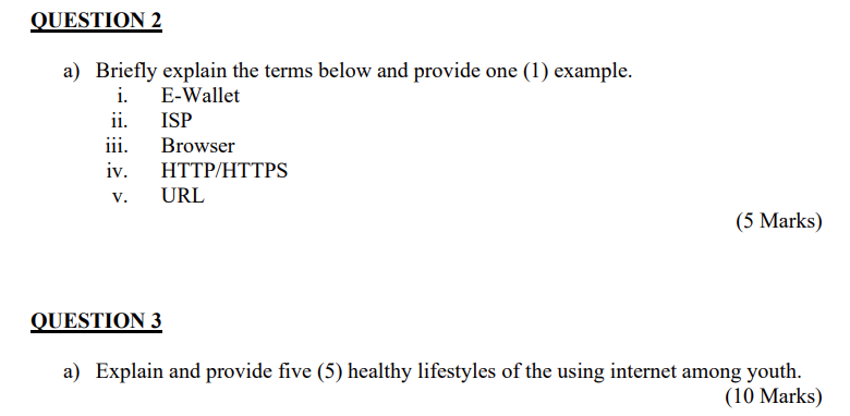 Solved QUESTION 2 a) Briefly explain the terms below and | Chegg.com