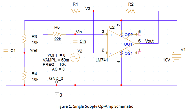 Solved Figure 1, Single Supply Op-Amp SchematicFor the | Chegg.com