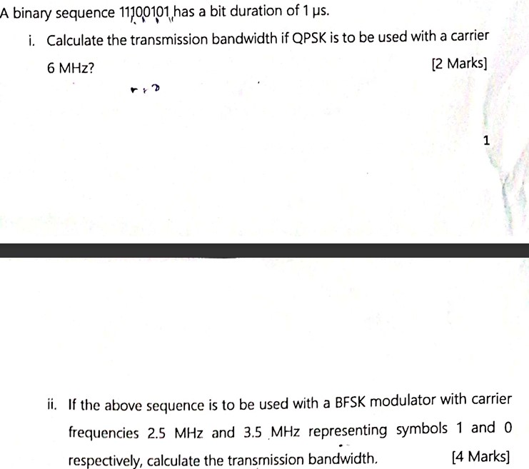 Solved A binary sequence 11100101 ﻿has a bit duration of | Chegg.com