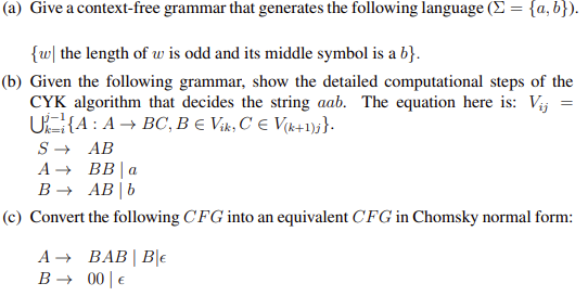 Solved (a) Give a context-free grammar that generates the | Chegg.com