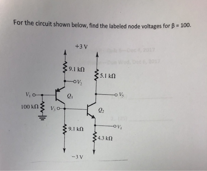 Solved For the circuit shown below, find the labeled node | Chegg.com
