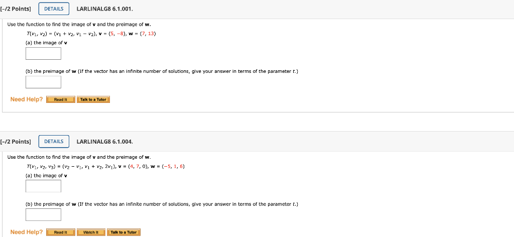 Solved (-12 points) DETAILS LARLINALG8 6.1.001. Use the | Chegg.com