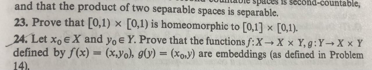Solved is second-countable, and that the product of two | Chegg.com