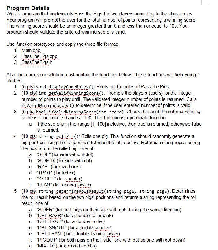 Overview and Requirements Write a program to play the | Chegg.com