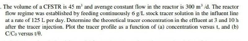 Solved . The volume of a CFSTR is 45 m' and average constant | Chegg.com