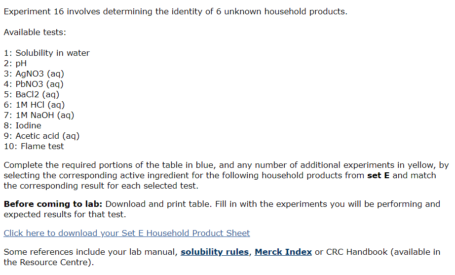 Experiment 16 involves determining the identity of 6 | Chegg.com