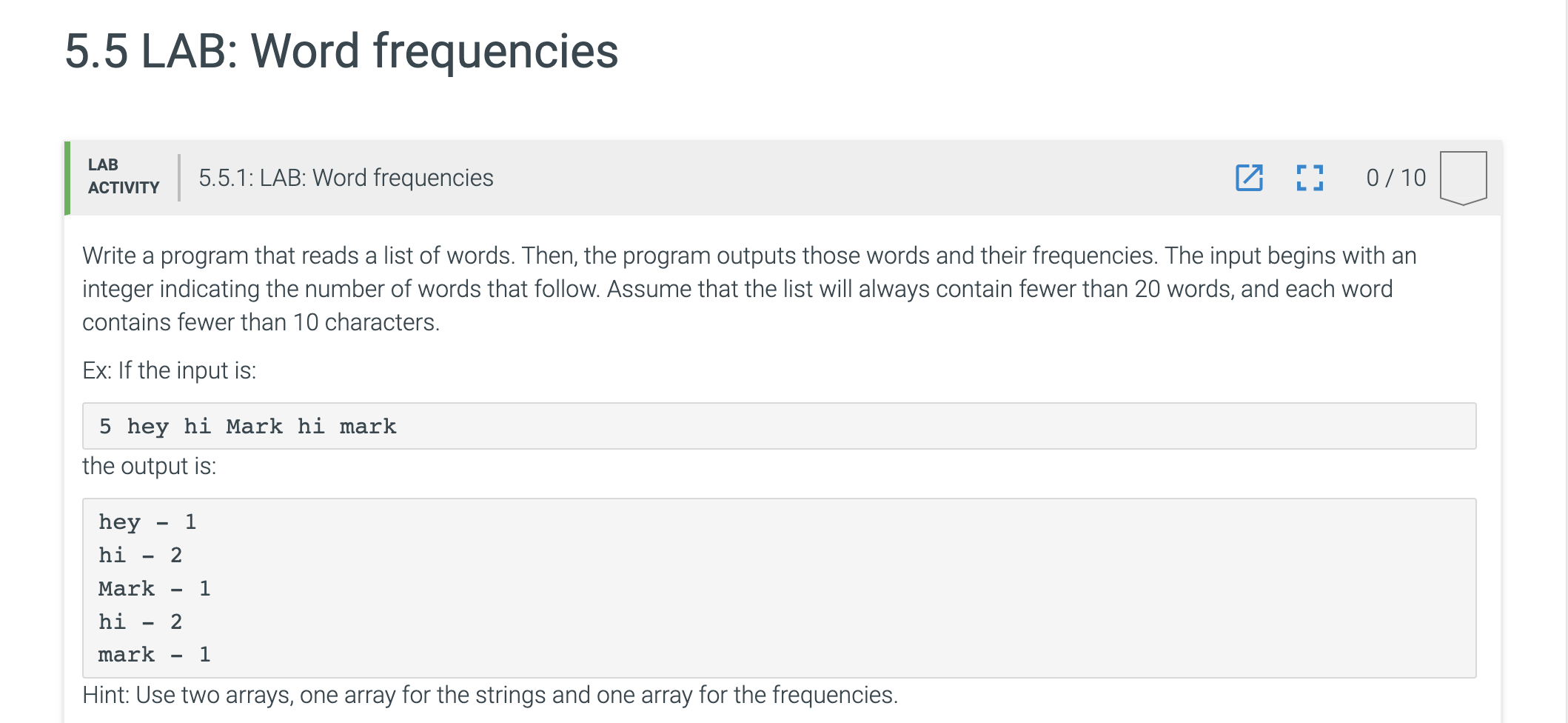 Solved Need in CWrite a program that reads a list of words. | Chegg.com