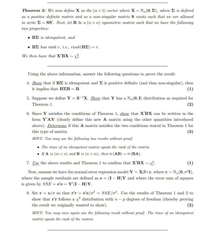 Solved Theorem 2: We now define X as the (n x 1) vector | Chegg.com