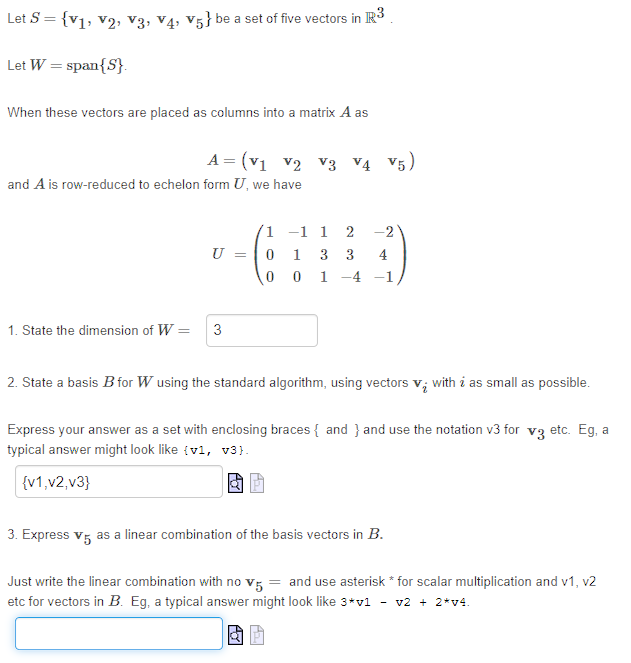 Solved Let S={v1,v2,v3,v4,v5} be a set of five vectors in R3 | Chegg.com