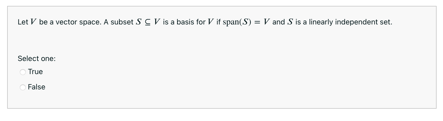 Solved Let V be a vector space. A subset S CV is a basis for | Chegg.com