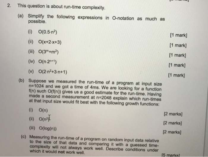 Solved This question is about run-time complexity. 2. (a) | Chegg.com