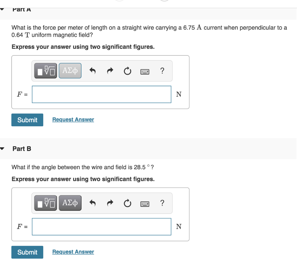 Solved Part A What is the force per meter of length on a | Chegg.com