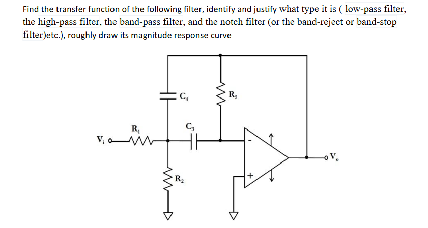 Solved Find the transfer function of the following filter, | Chegg.com