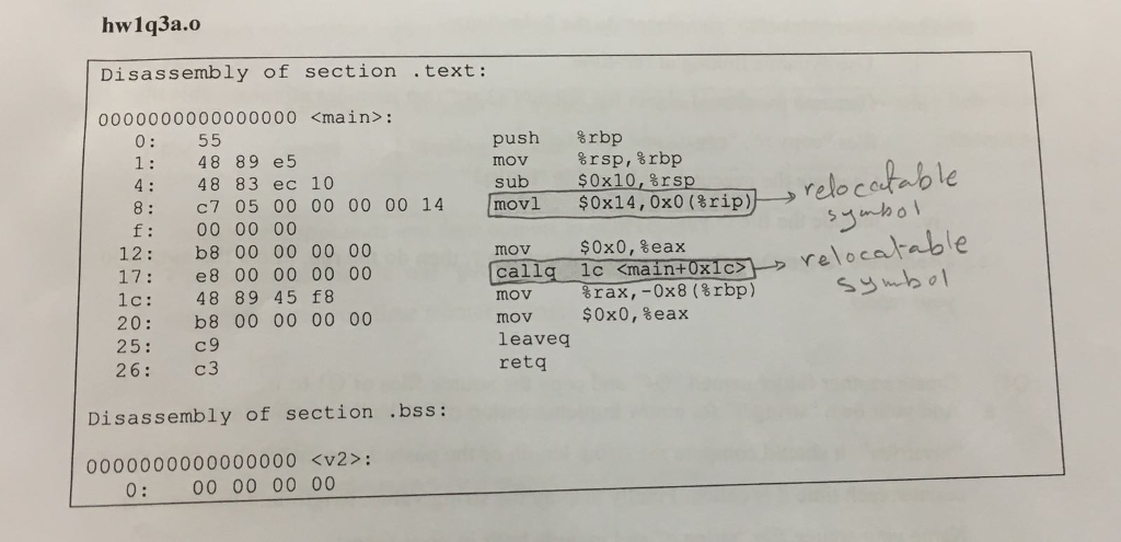 You are given two relocatable object files "hw1q5a.o" | Chegg.com