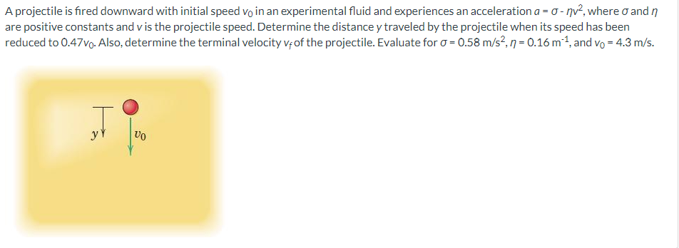 Solved A projectile is fired downward with initial speed v0 | Chegg.com