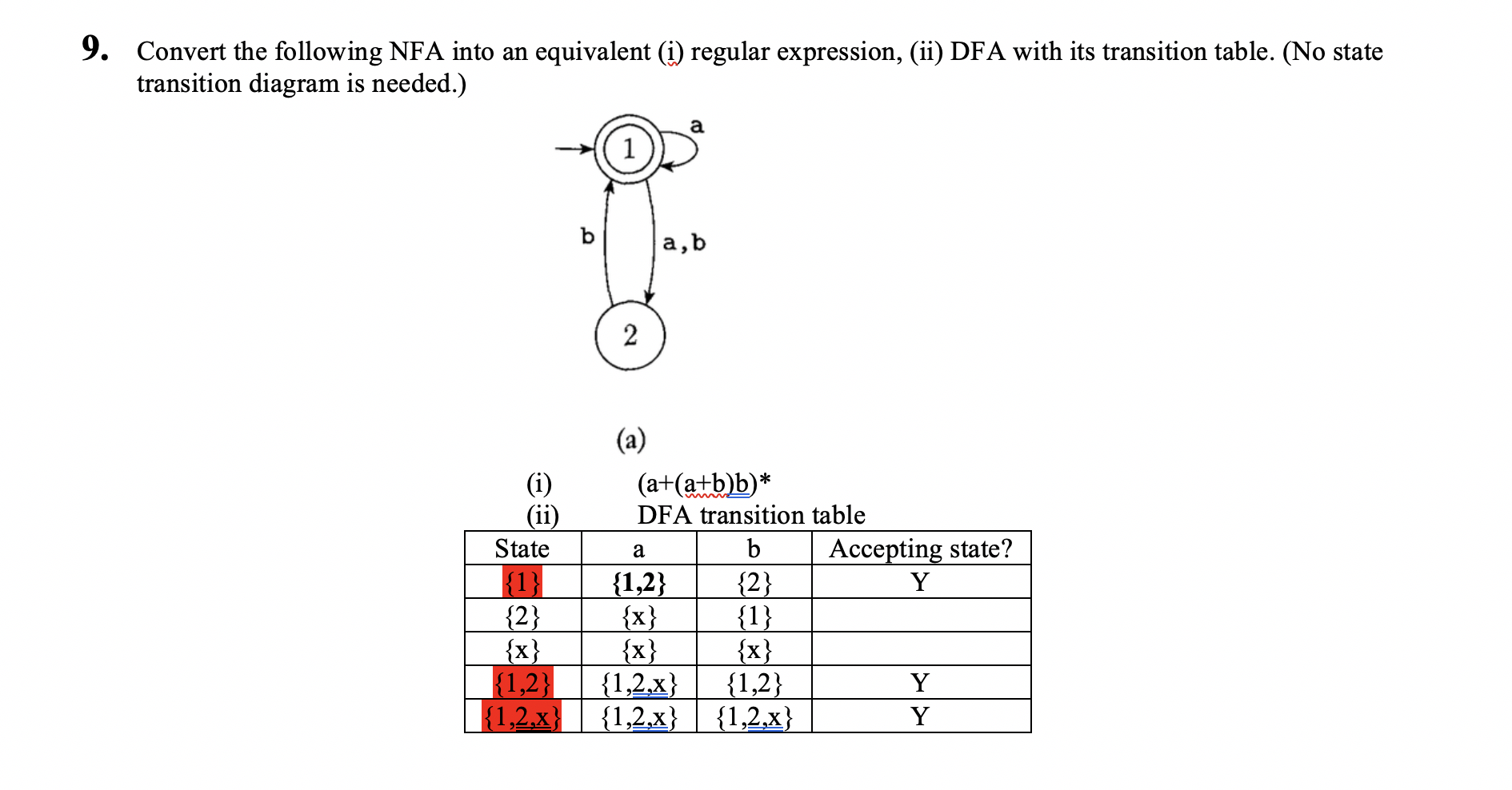 Solved 9. Convert the following NFA into an equivalent (i) | Chegg.com