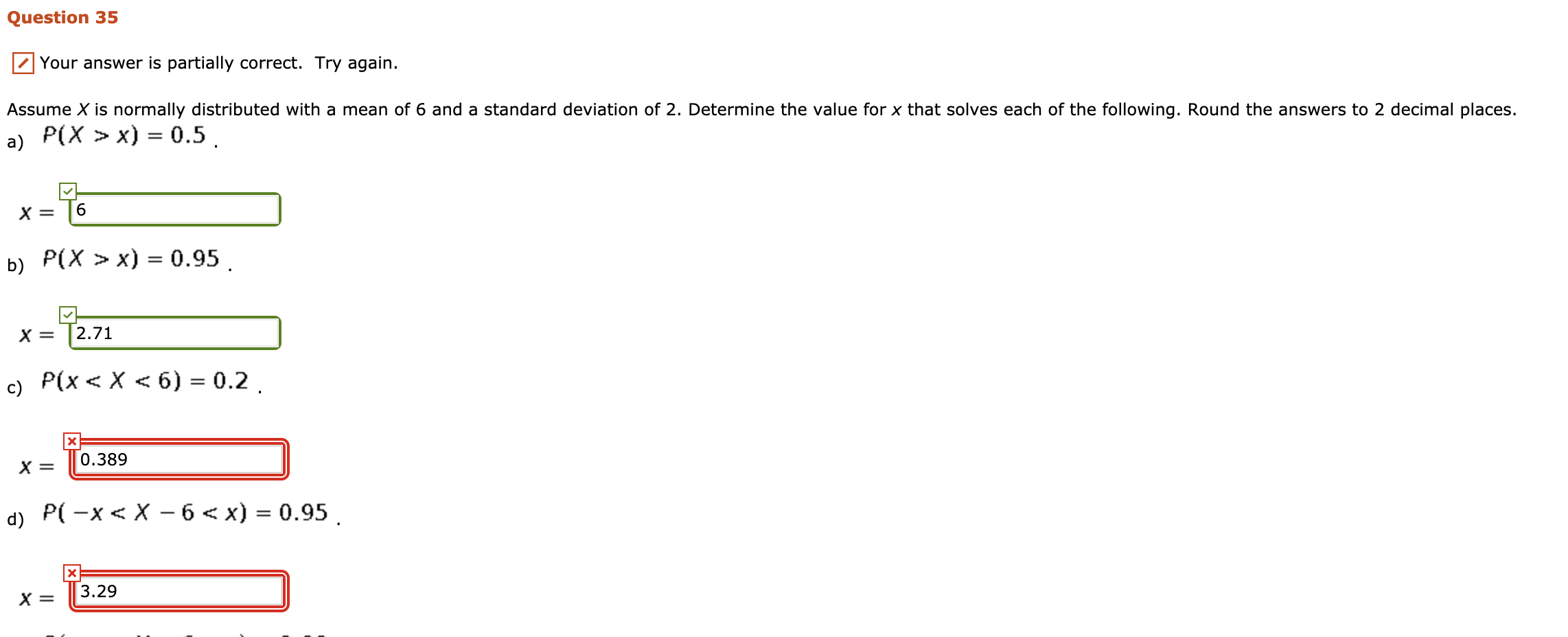 Solved Question 35 Your Answer Is Partially Correct Try