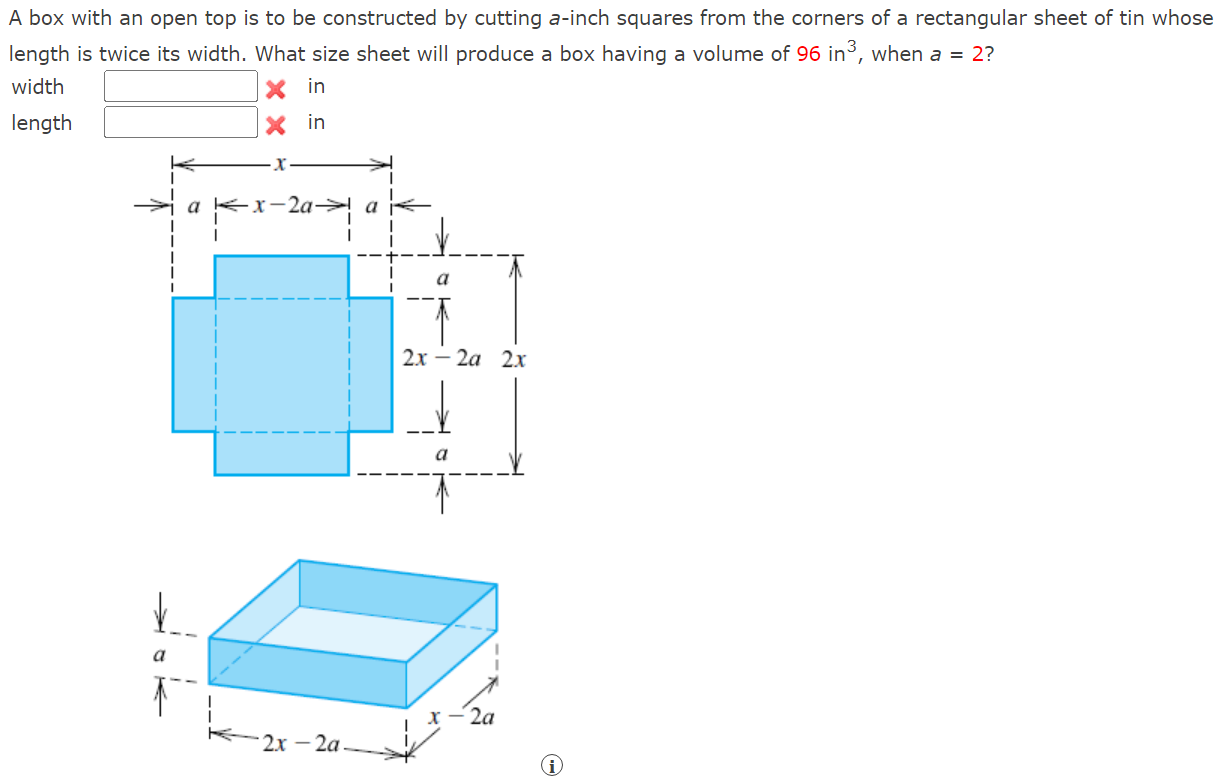 Solved A box with an open top is to be constructed by | Chegg.com