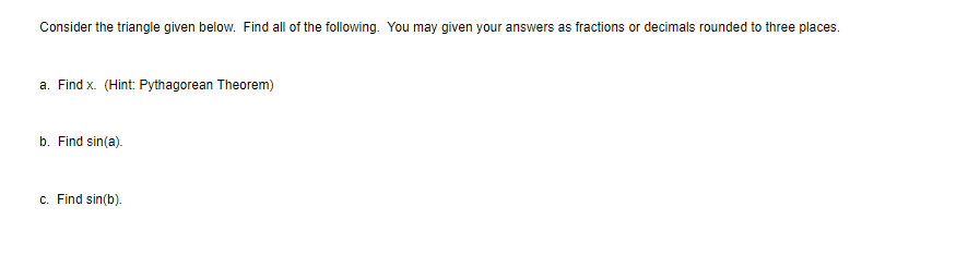 Solved Consider the triangle given below. Find all of the | Chegg.com