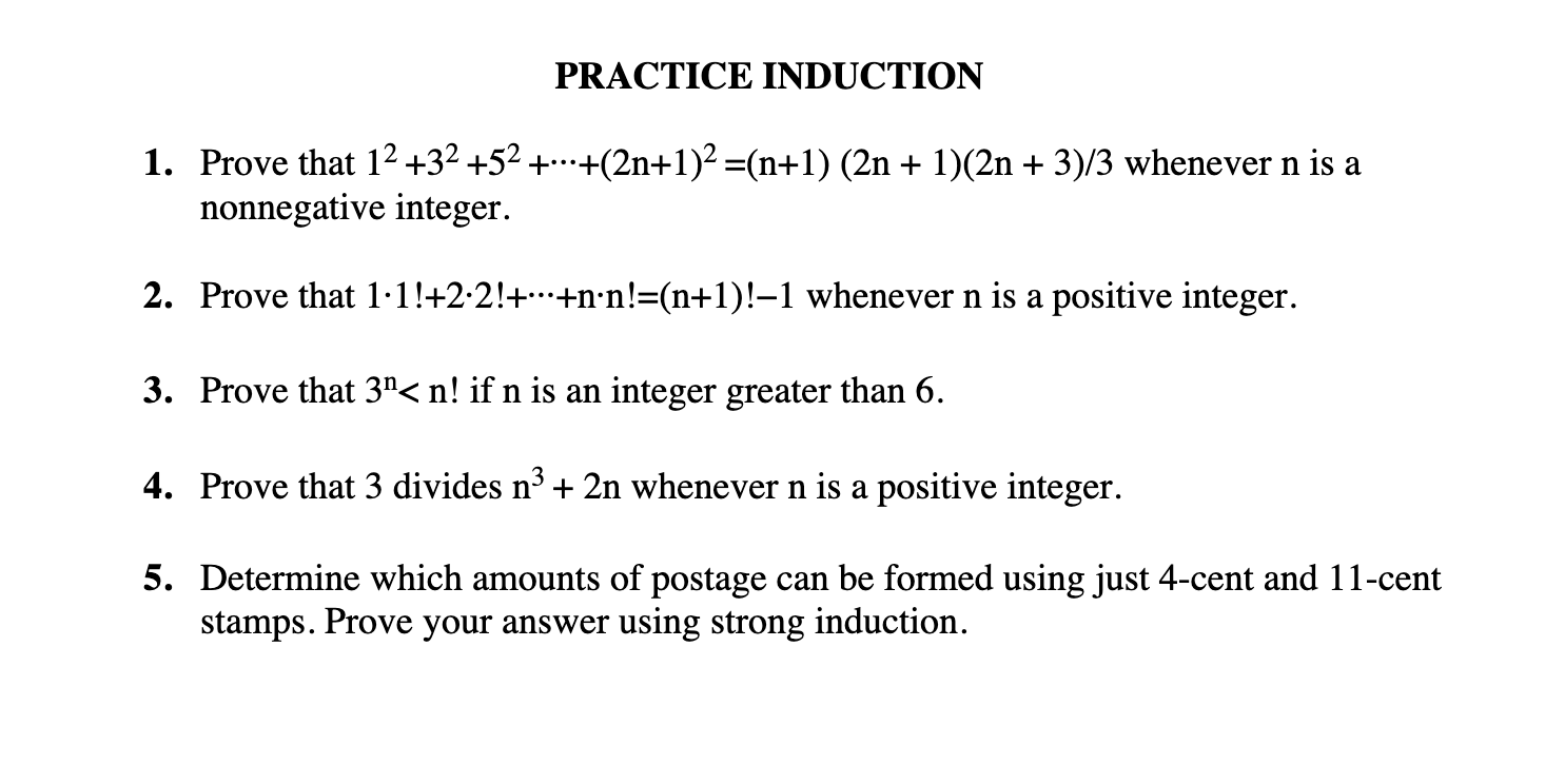 Solved PRACTICE INDUCTION 1. Prove that 12 +32 +52 | Chegg.com