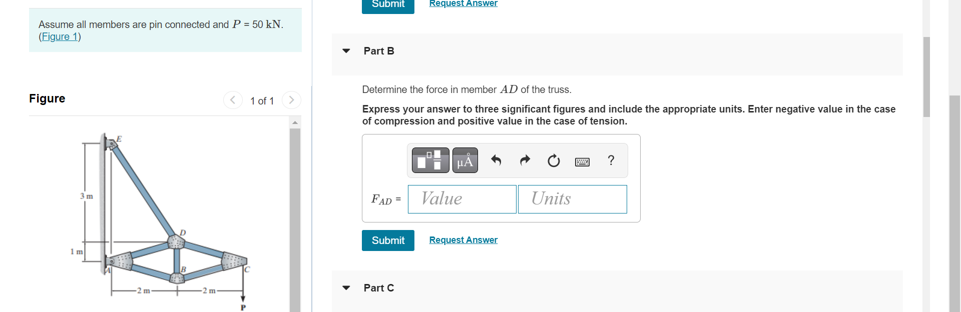 Solved Assume all members are pin connected and P=50kN. | Chegg.com