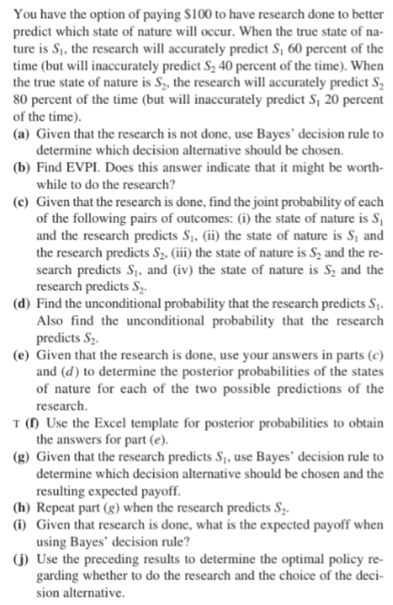 Solved 16.3-6. You are given the following payoff table (in | Chegg.com