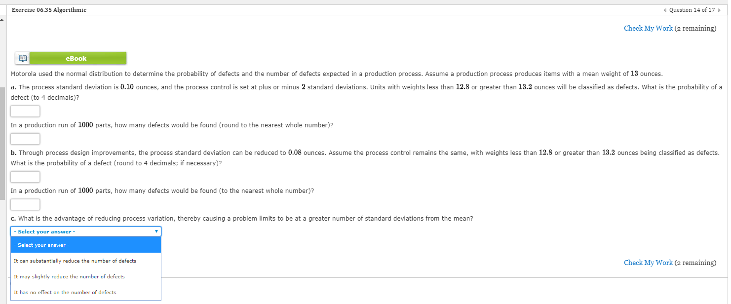 Solved Exercise 06.35 Algorithmic Question 14 of 17 Check My | Chegg.com