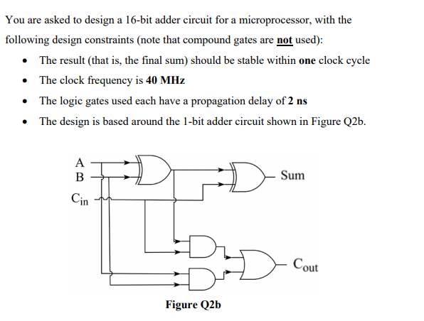 Solved You are asked to design a 16-bit adder circuit for a | Chegg.com