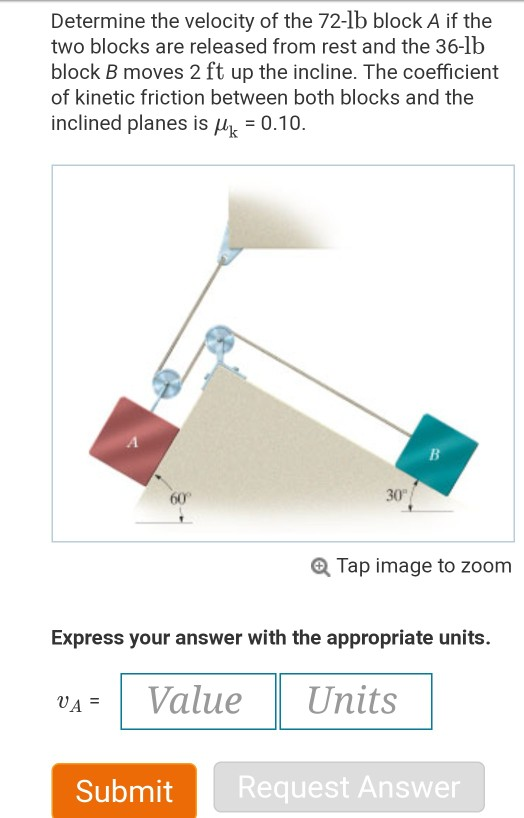 Solved Determine the velocity of the 72-lb block A if the | Chegg.com