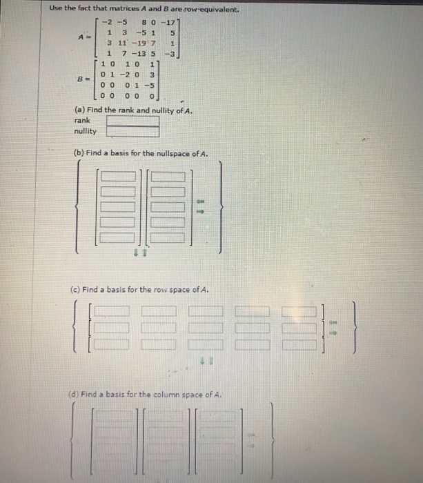 Solved Use the fact that matrices A and B are | Chegg.com